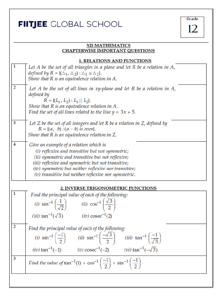 Xii Maths Full Syllbus Imp Questions | PDF | Teaching Methods & Materials | Science & Mathematics