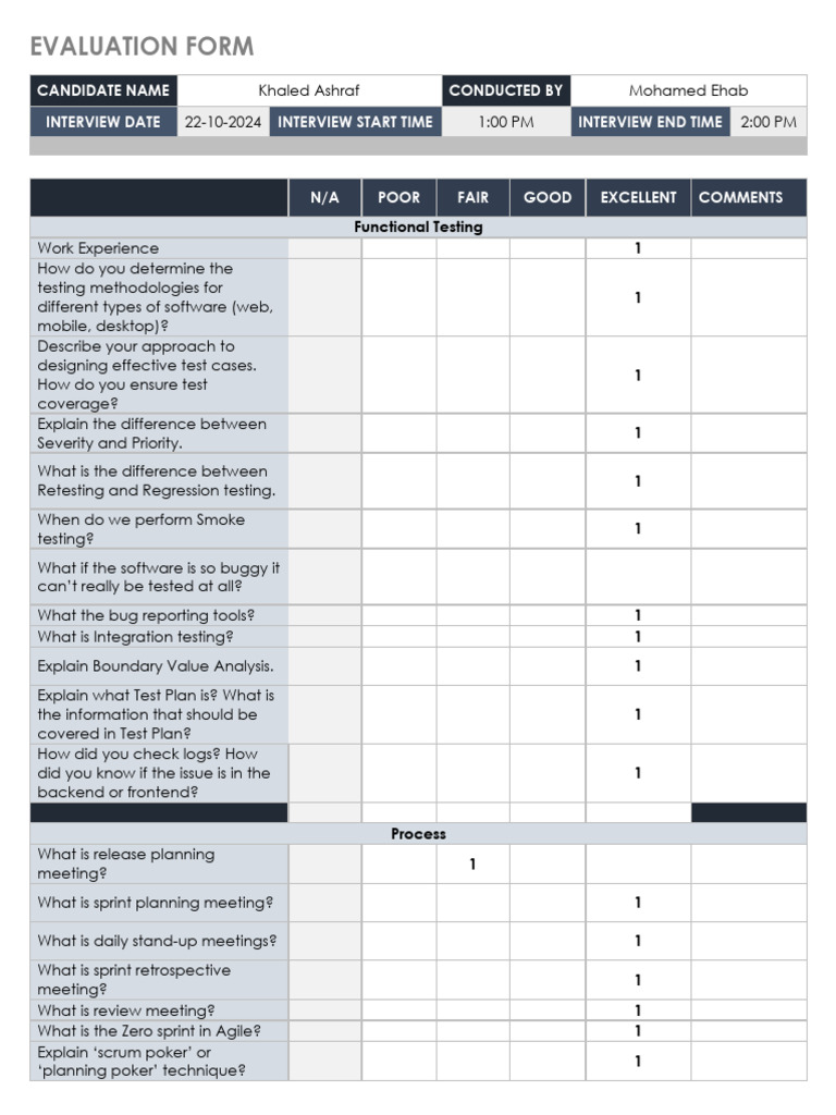 Khaled Ashraf - Evaluation Form | PDF | Software Engineering | Computing