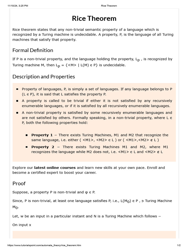 Rice Theorem | PDF | Theoretical Computer Science | Logic