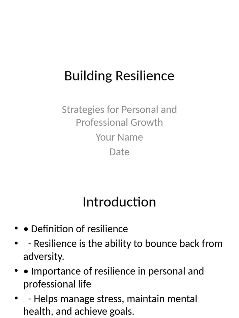 Building Resilience Presentation Updated | PDF | Psychological ...