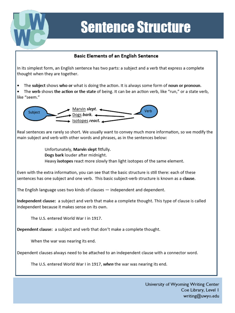 17 Sentence Structure | PDF | Subject (Grammar) | Sentence (Linguistics)