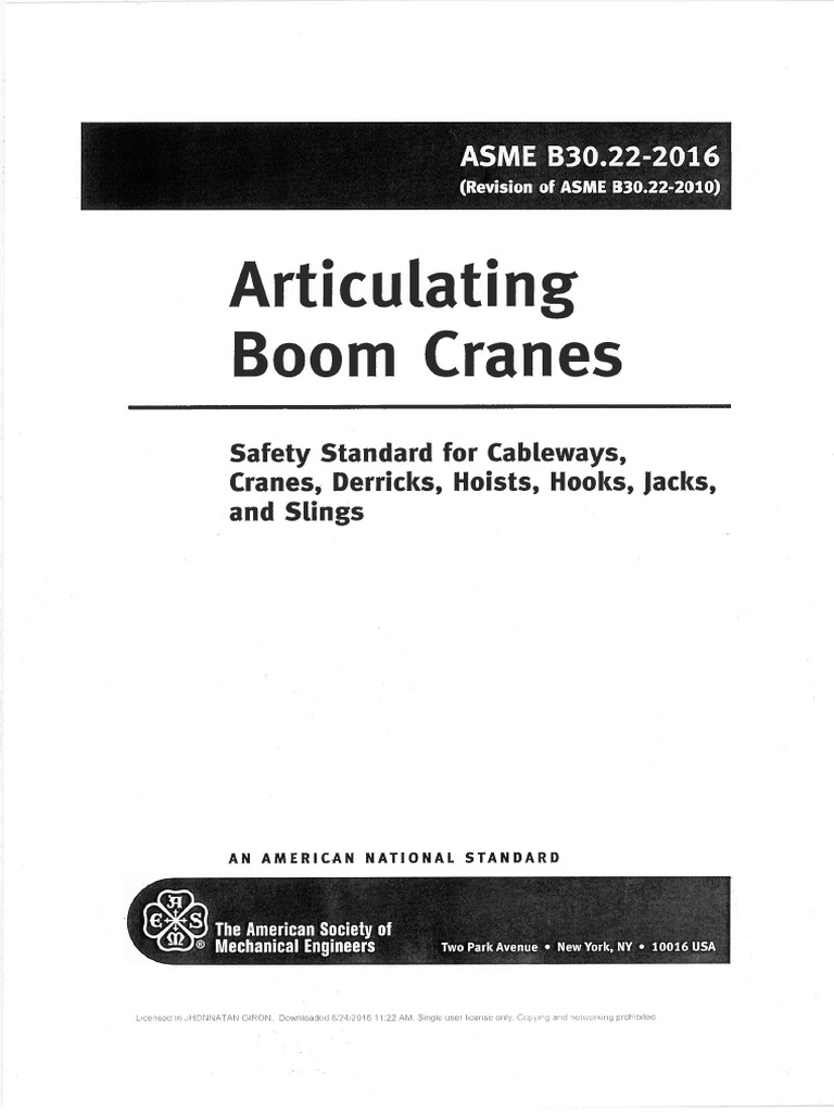 Asme B30.22-2016 Articulating Boom Cranes | PDF