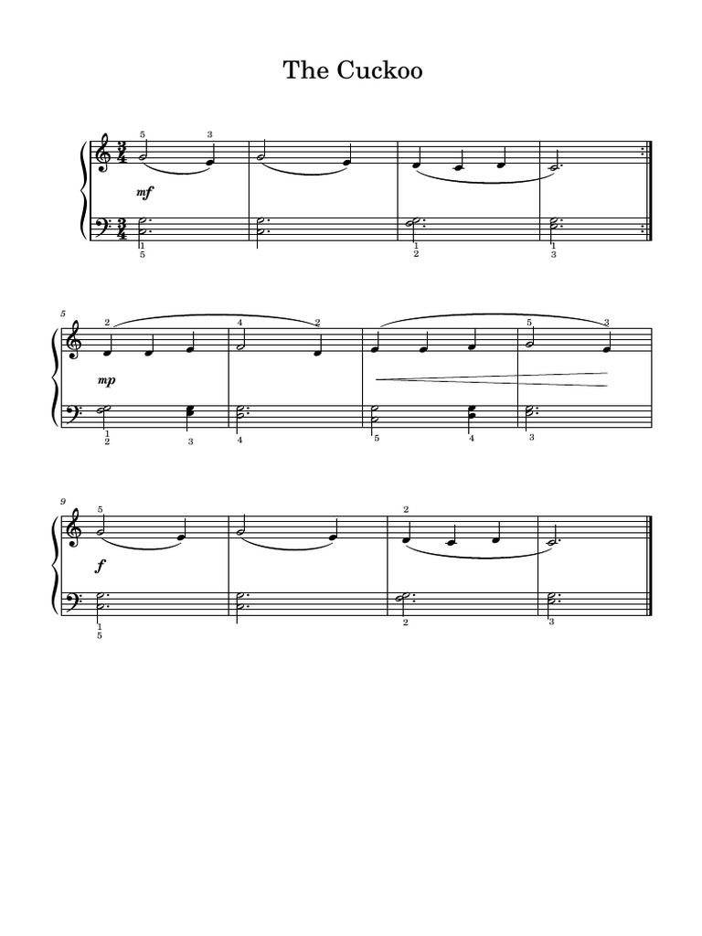 Music Notation for The Cuckoo | PDF