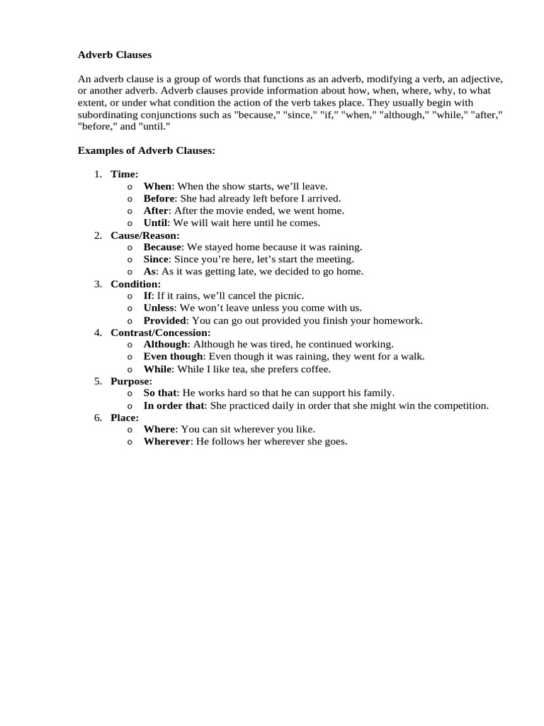 Adverb Clause | PDF