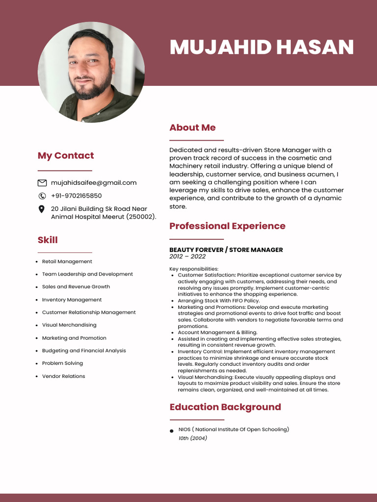 Mujahid Resume | PDF | Inventory | Business