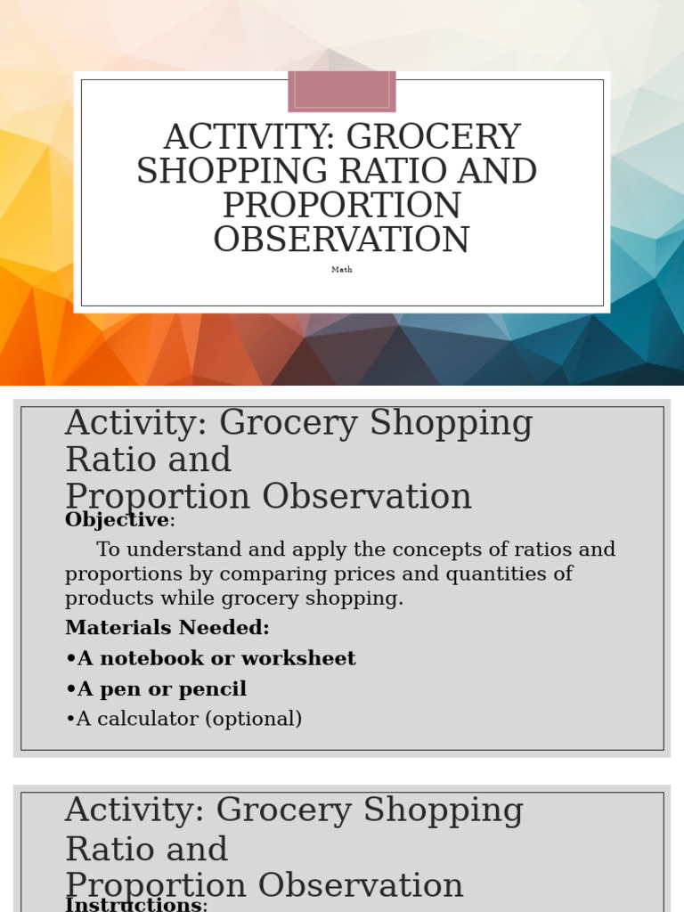 Math Ratio | PDF | Ratio | Grocery Store