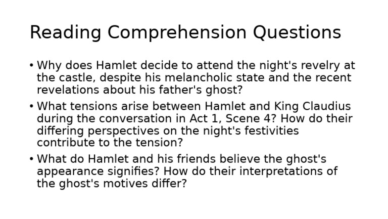 Hamlet Reading Comprehension Questions | PDF