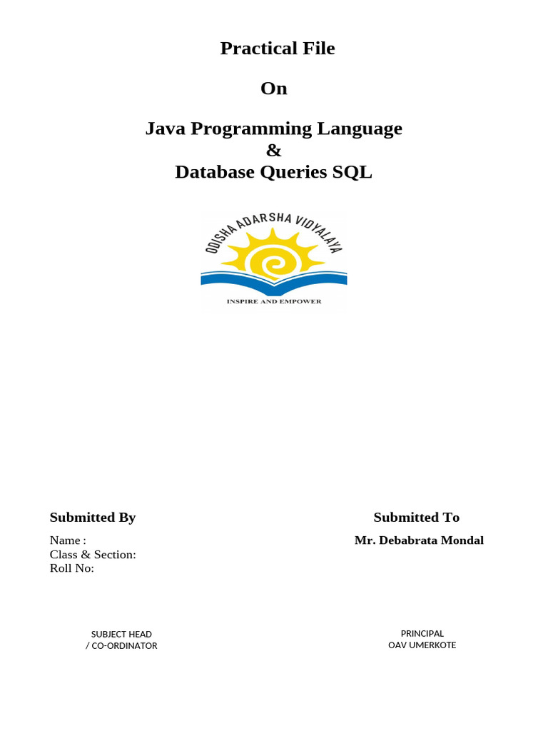Class 12 Practical File format | PDF | Sql | Computer Data Class 12 Practical File format | PDF | Sql | Computer Data