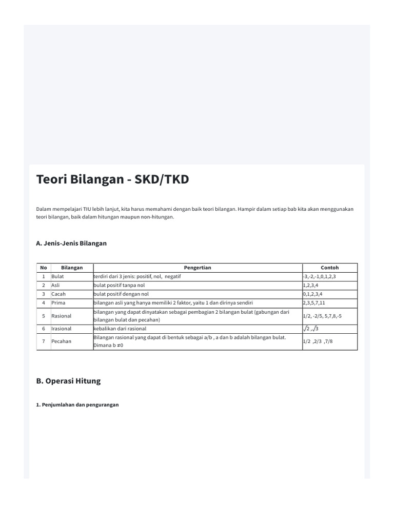 Teori Bilangan - SKD-TKD | PDF