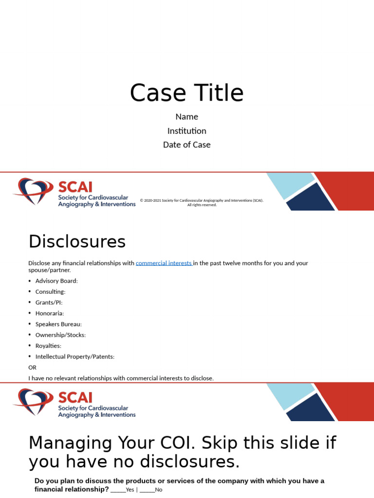 SCAI Challenging Case Template | PDF | Intellectual Property Law | Health Care