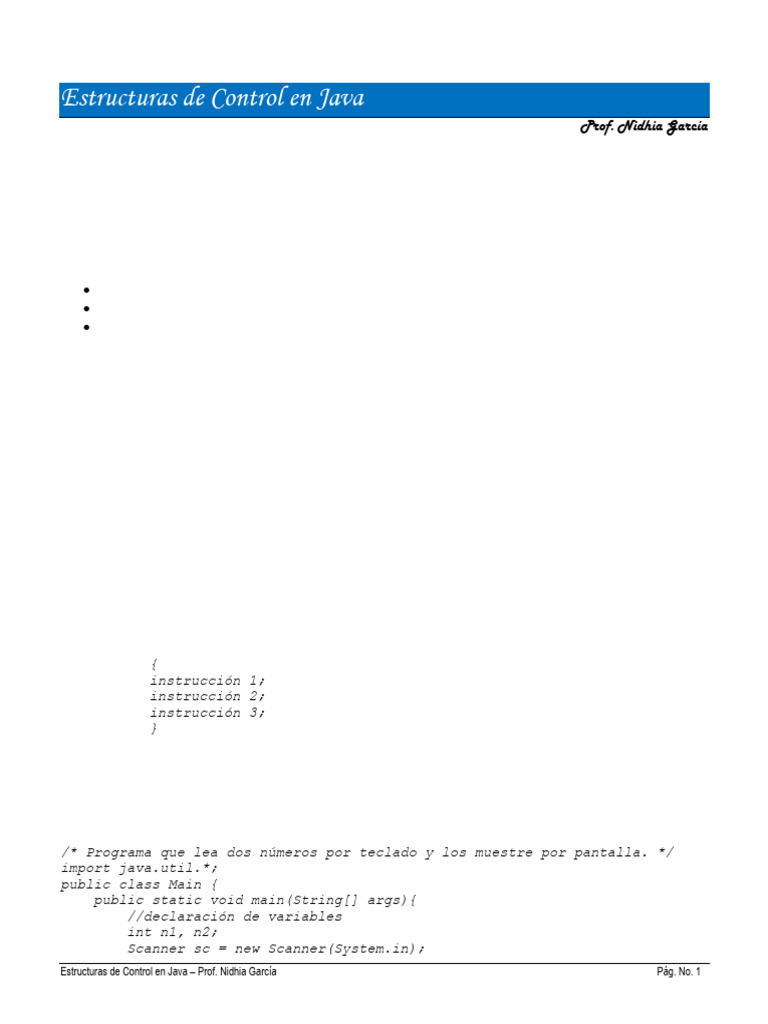 Estructuras de Control en Java | PDF | Java (lenguaje de programación ...