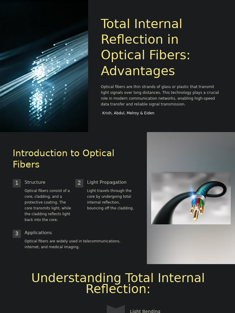 Total Internal Reflection in Optical Fibers Advantages | PDF | Optical Fiber | Transmission Medium