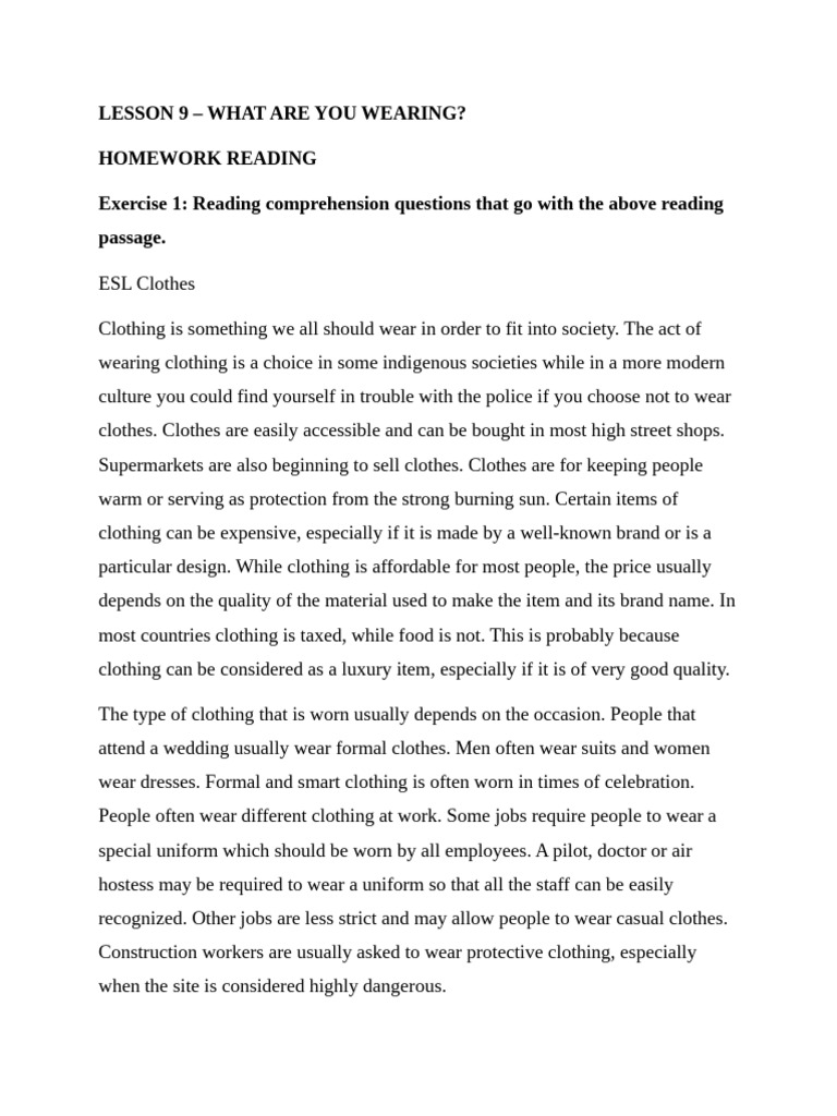 homework (1) | PDF | Clothing | Fashion