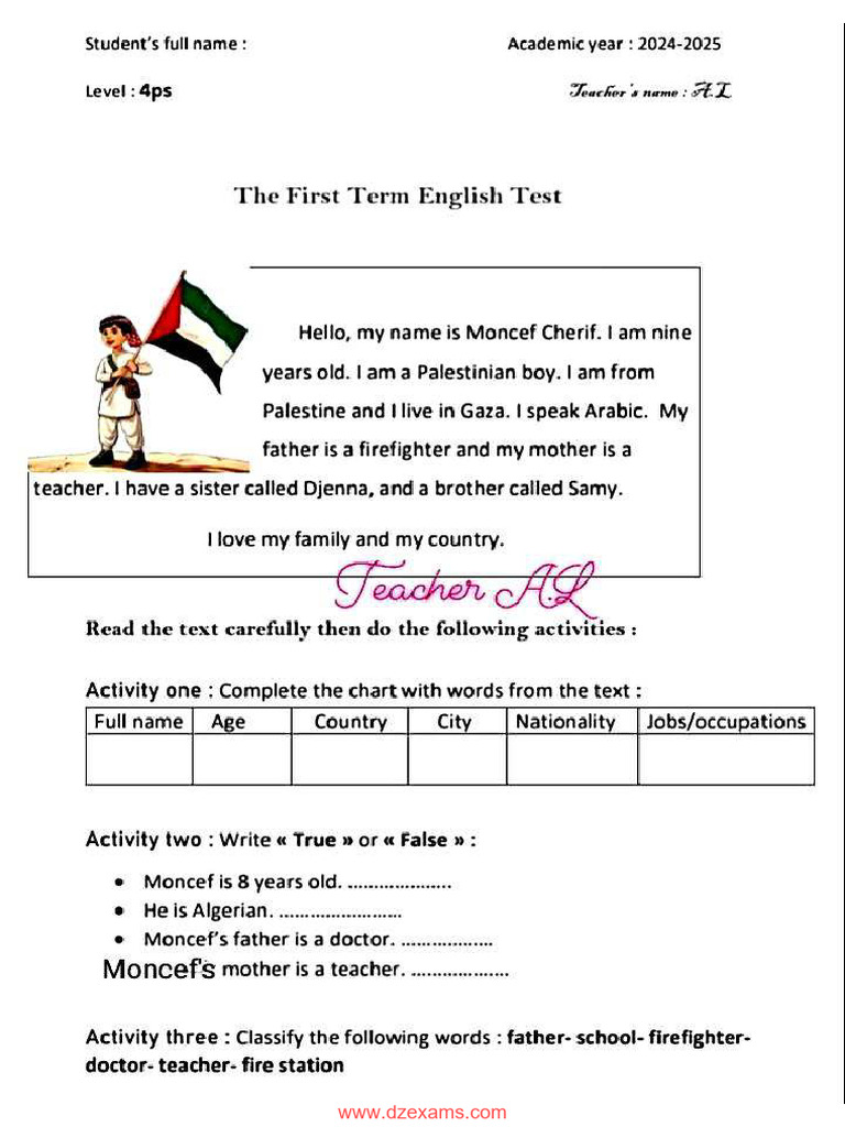 Dzexams 4ap Anglais 639425 | PDF