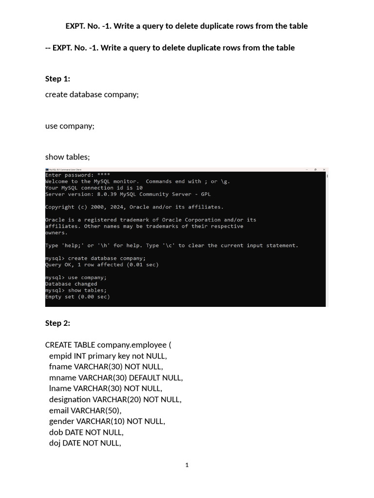 Output of Exp No. 01 (DBMS) | PDF | Information Science | Computing