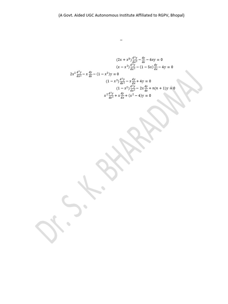 UNIT-II (Assignment-4 ) (Series Solution ).pdf.crdownload | PDF | Equations | Mathematical Objects