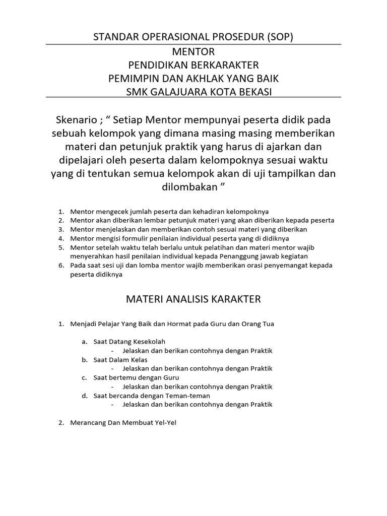 SOP - MENTOR LDKO 2024 New | PDF