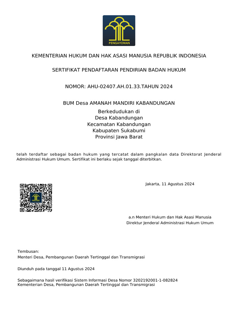 AHU-02407.AH.01.33.TAHUN 2024 (Bumdesa Amanah Mandiri Desa Kabandungan ...