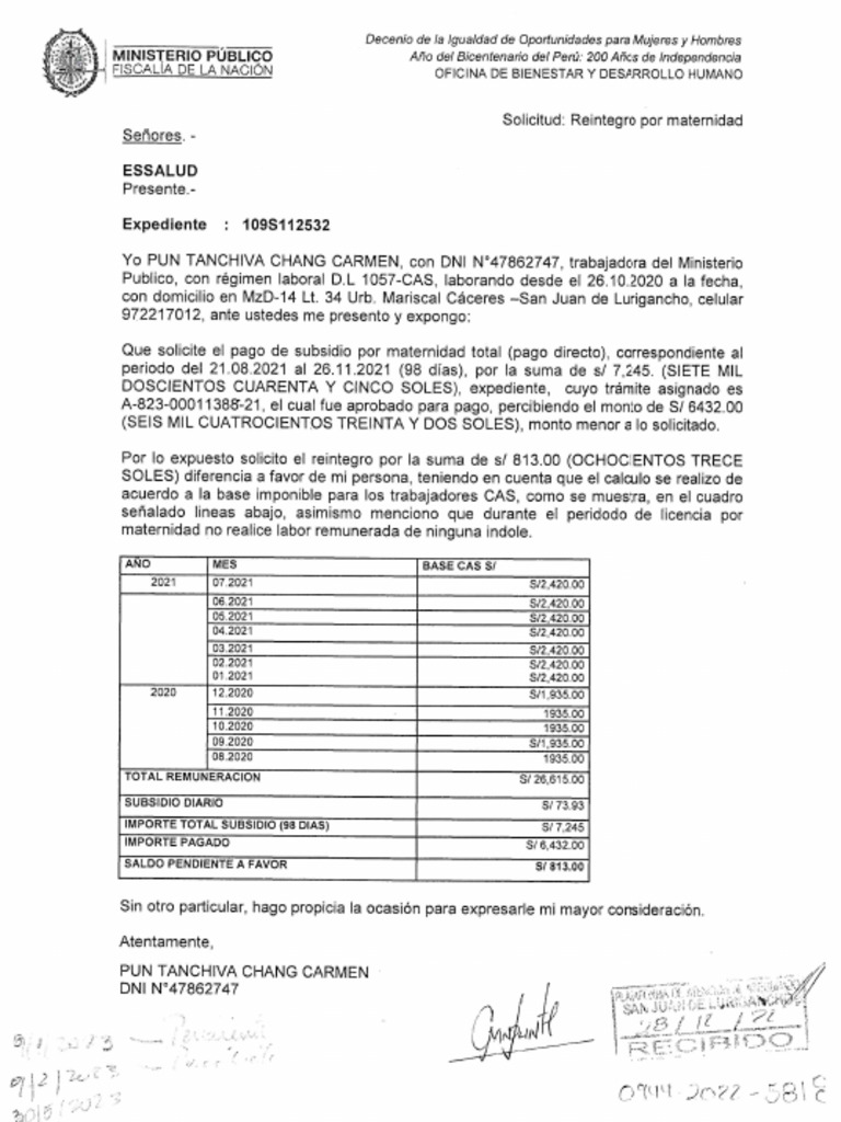 Solicitud de Reintegro | PDF