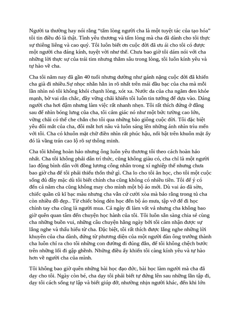 văn biểu cảm về cha 1 | PDF