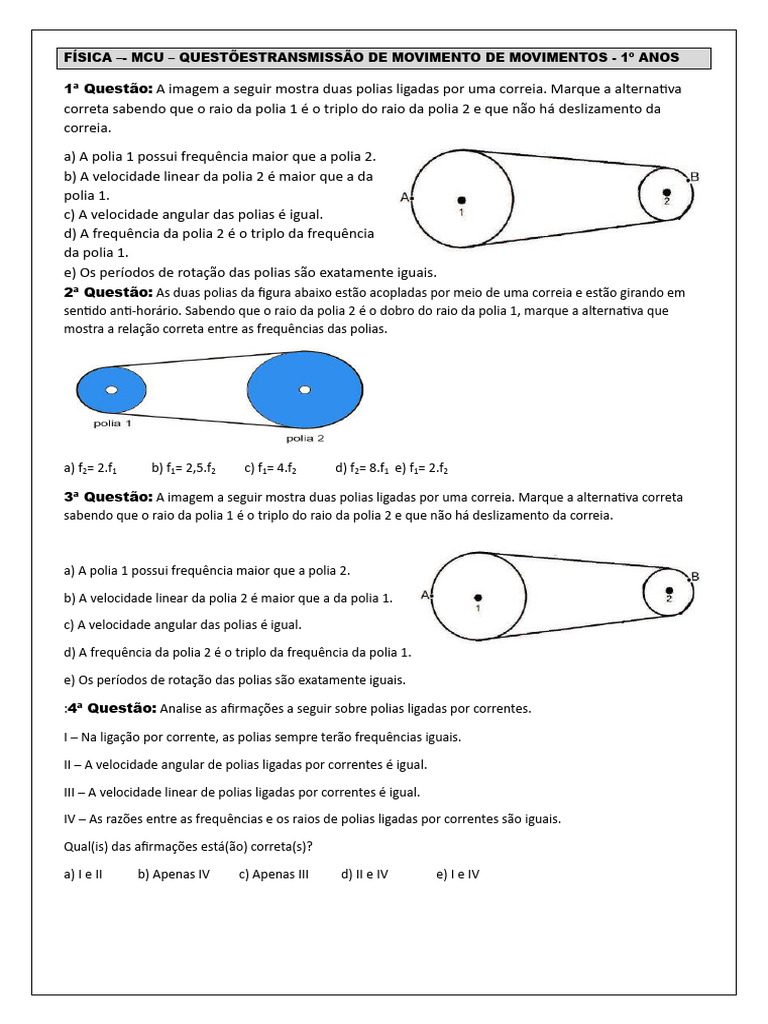 Física Mcu Transmissão de Mcu 1º Anos | PDF | Frequência | Física