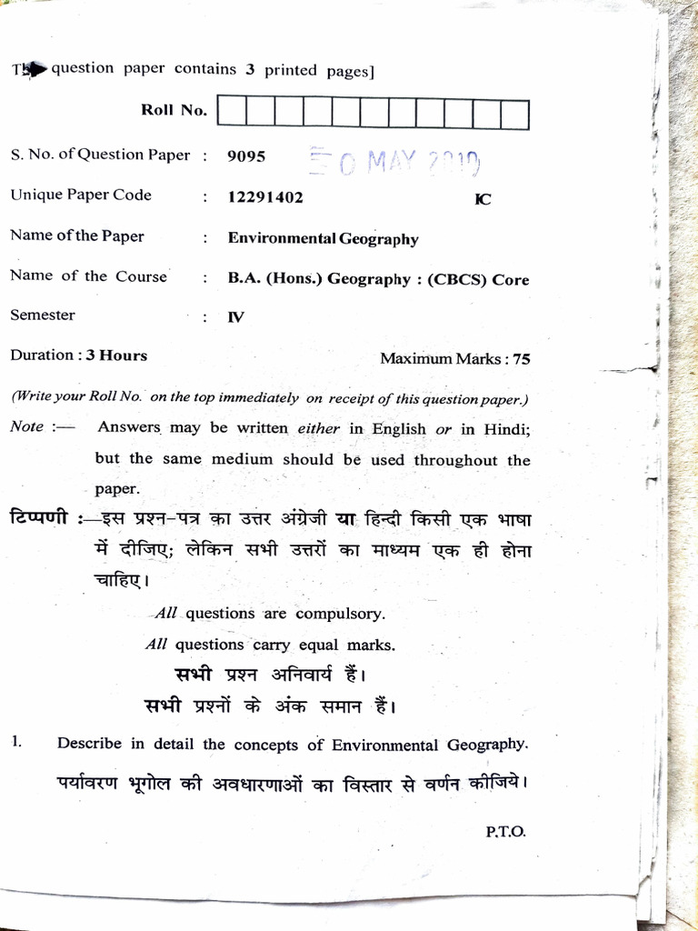 Environmental Geography Pyqs | PDF | Ecosystem | Geography