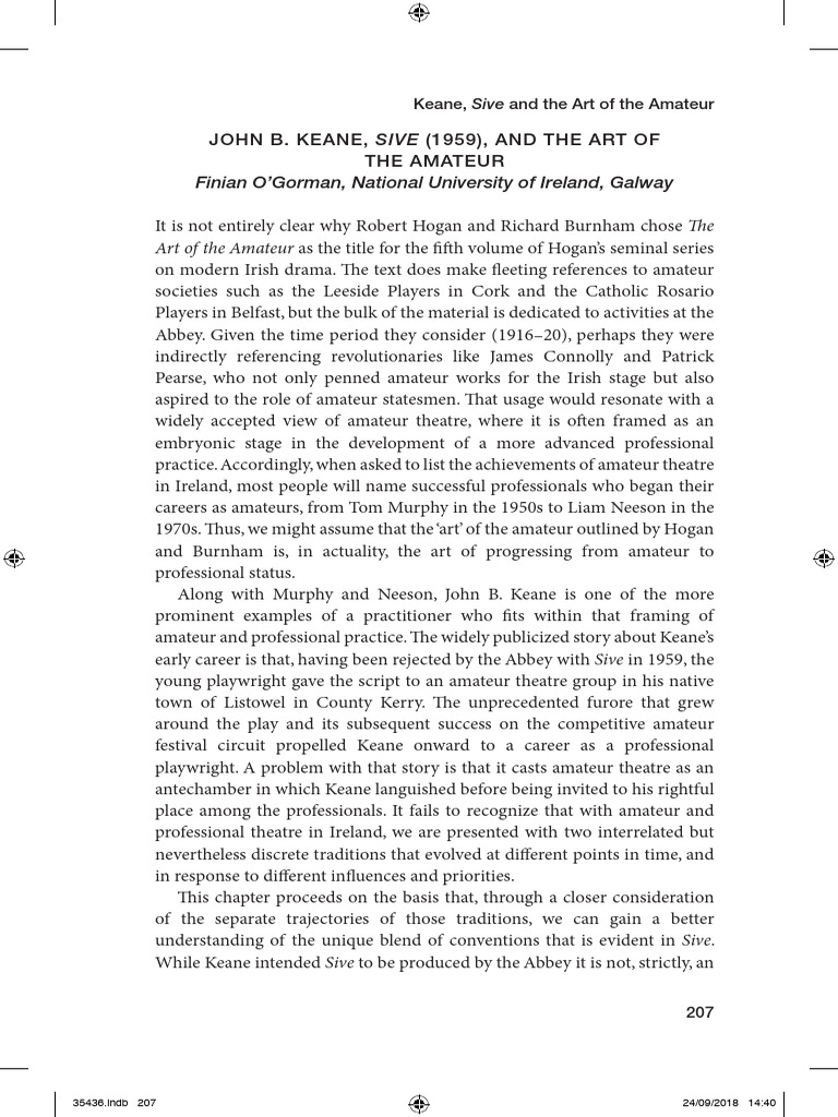 Keane's Sive: The Art of Amateur Theatre | PDF | Theatre