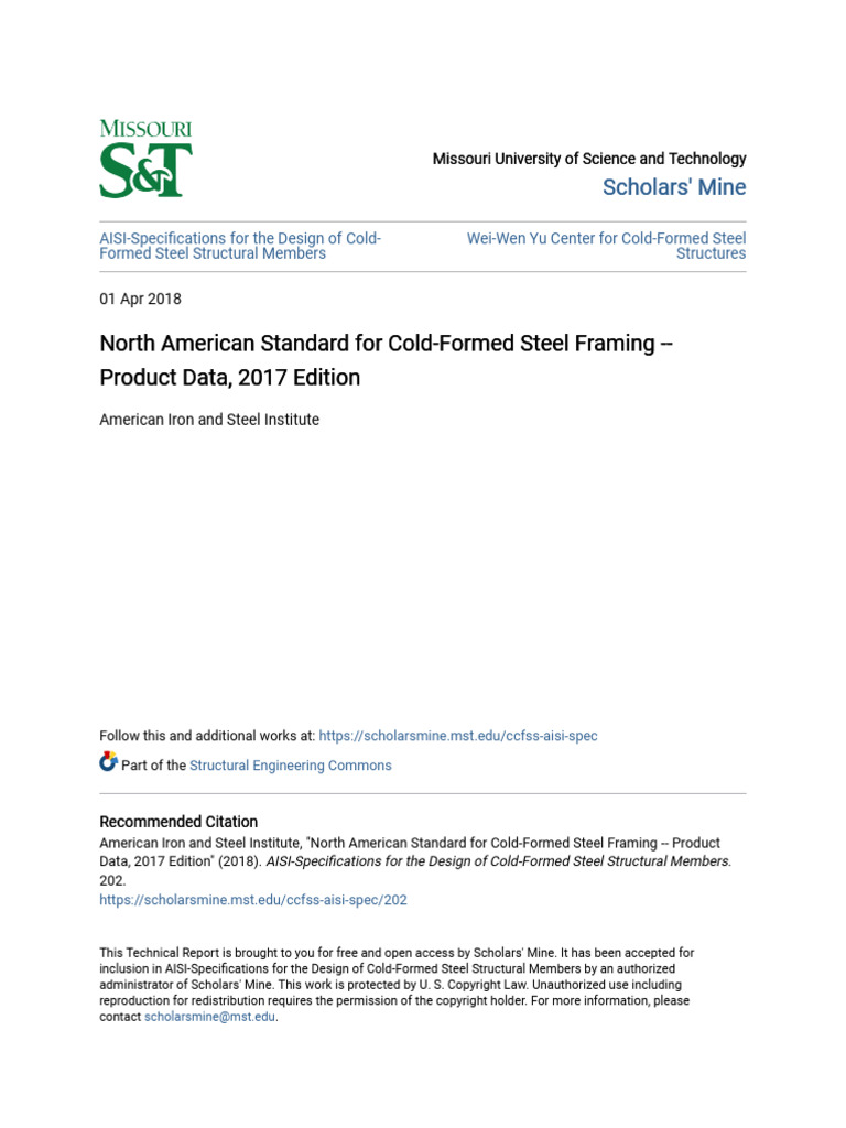AISI S200-2017 North American Standard For Cold-Formed Steel Framing ...