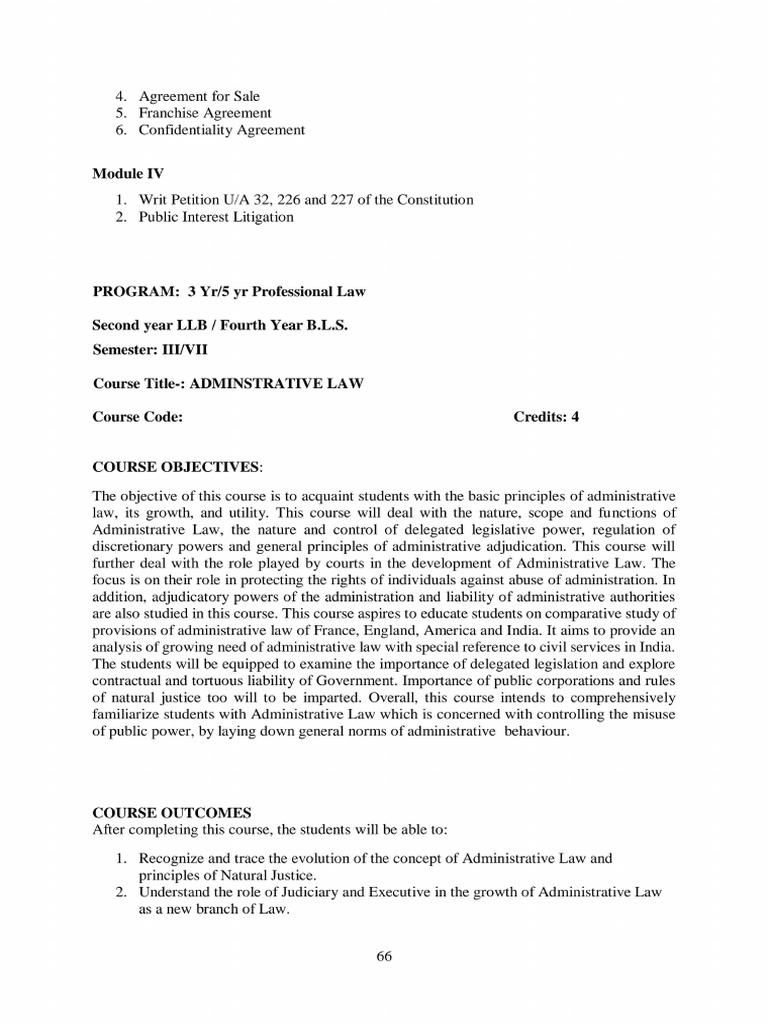 SYLLB 3rd Semester Syllabus 3 Year LLB 2024 | PDF