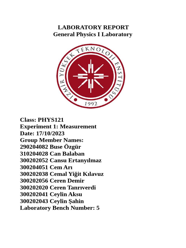 Fizik lab raporu | PDF | Measurement | Significant Figures