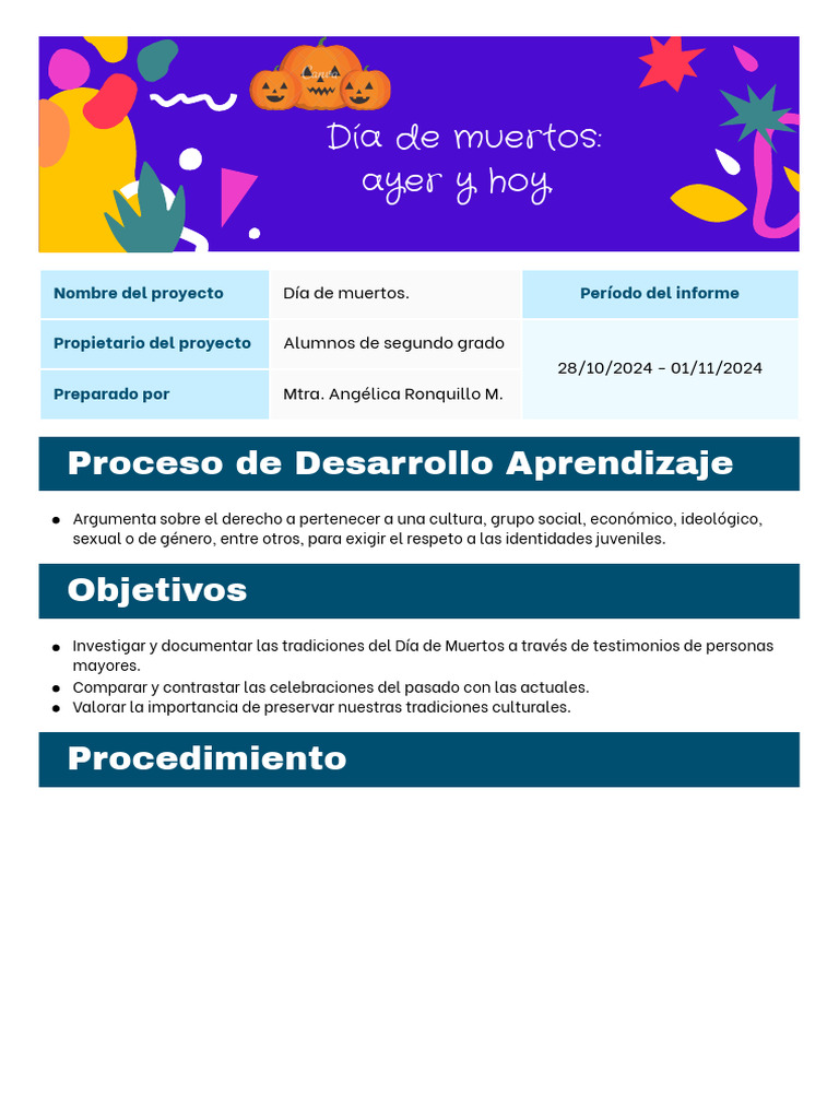 Proyecto - FCE - Segundos - Día de Muertos | PDF | Comunicación humana | Cognición