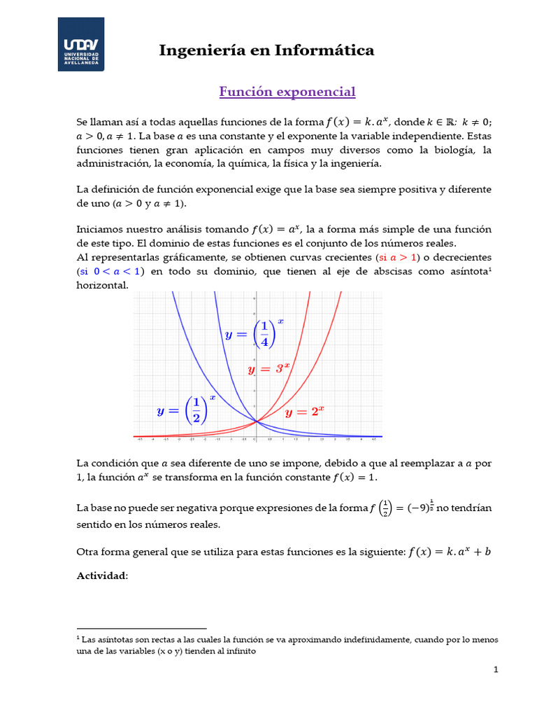 Funcion Exponencial y Logarítmica v3 (UNDAV) | PDF | Función ...
