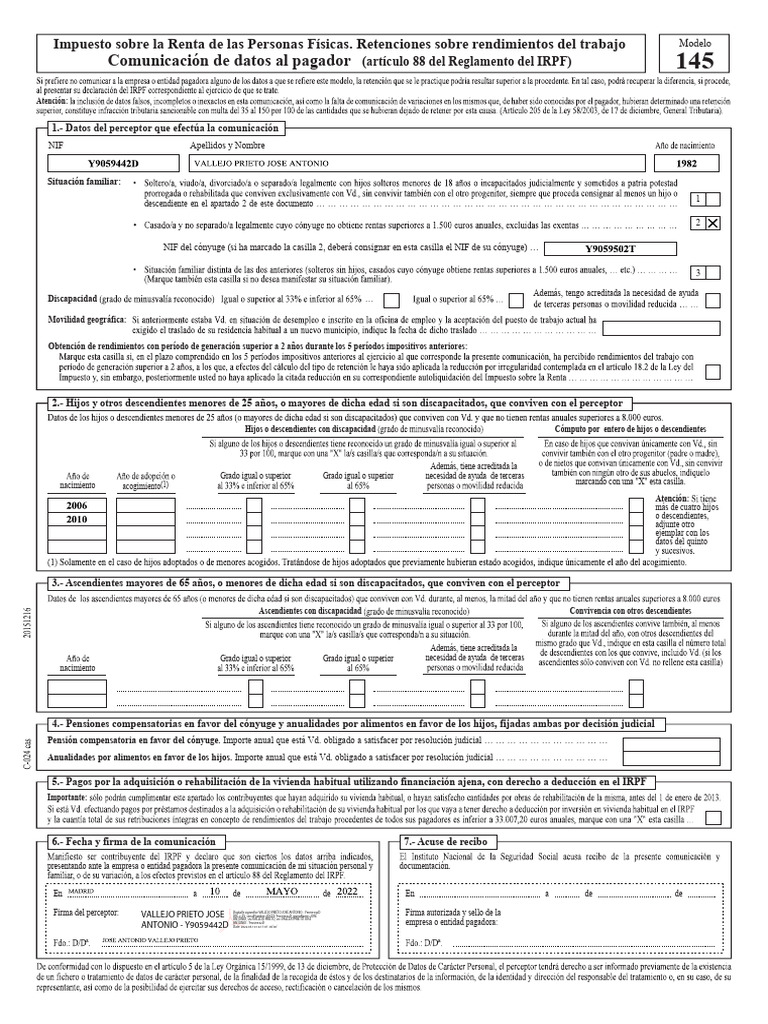 Modelo 145 Irpf1firmado | PDF