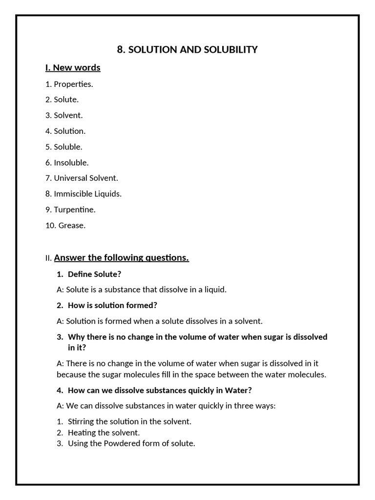 Understanding Solutions and Solubility | PDF