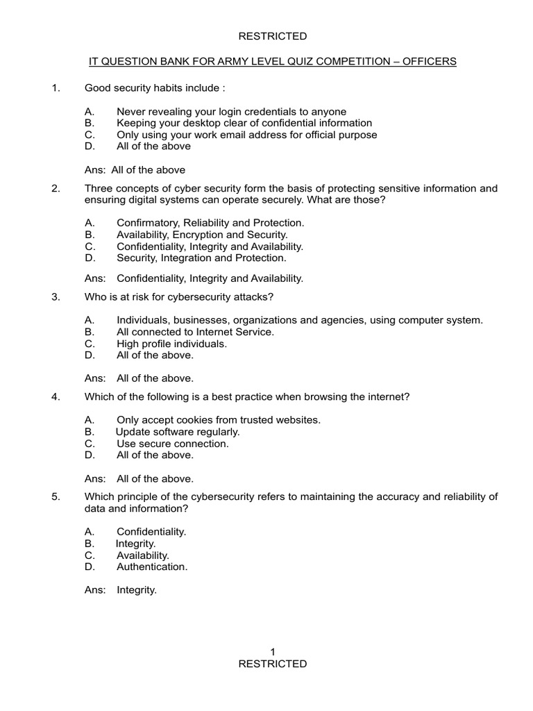 Ques-Bank-Cyber-Sy-Itprofessional-Knowledge-Quiz-Cmpt-2024-Offrs | PDF | Security | Computer ...