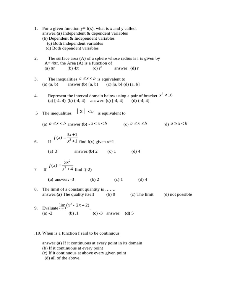 MTH 122 Full Pack | PDF | Function (Mathematics) | Mathematical Concepts