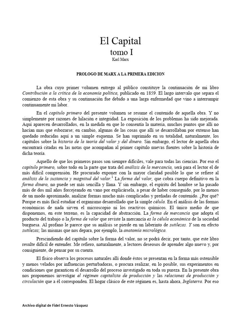 KARL MARX El Capital Tomo I Cap 1. La MercancÃ A | PDF