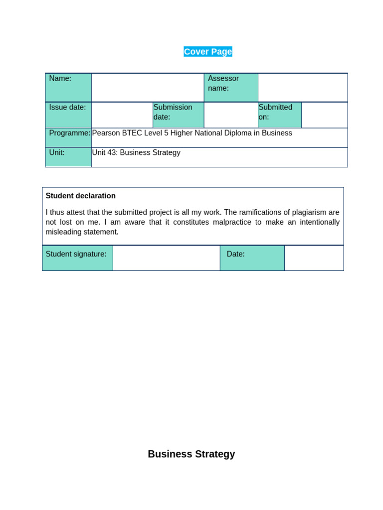 Unit 43 Business Strategy | PDF | Strategic Management | Ford Motor Company