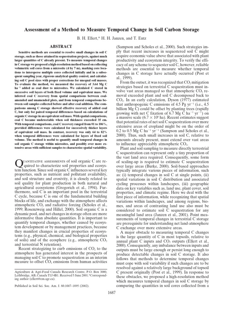 Assessment of A Method To Measure Temporal Change in Soil Carbon ...