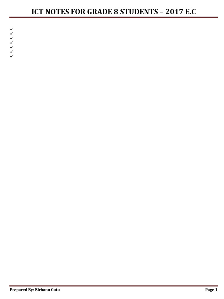 ICT-Grade 8 | PDF | Computer Data Storage | Personal Computers