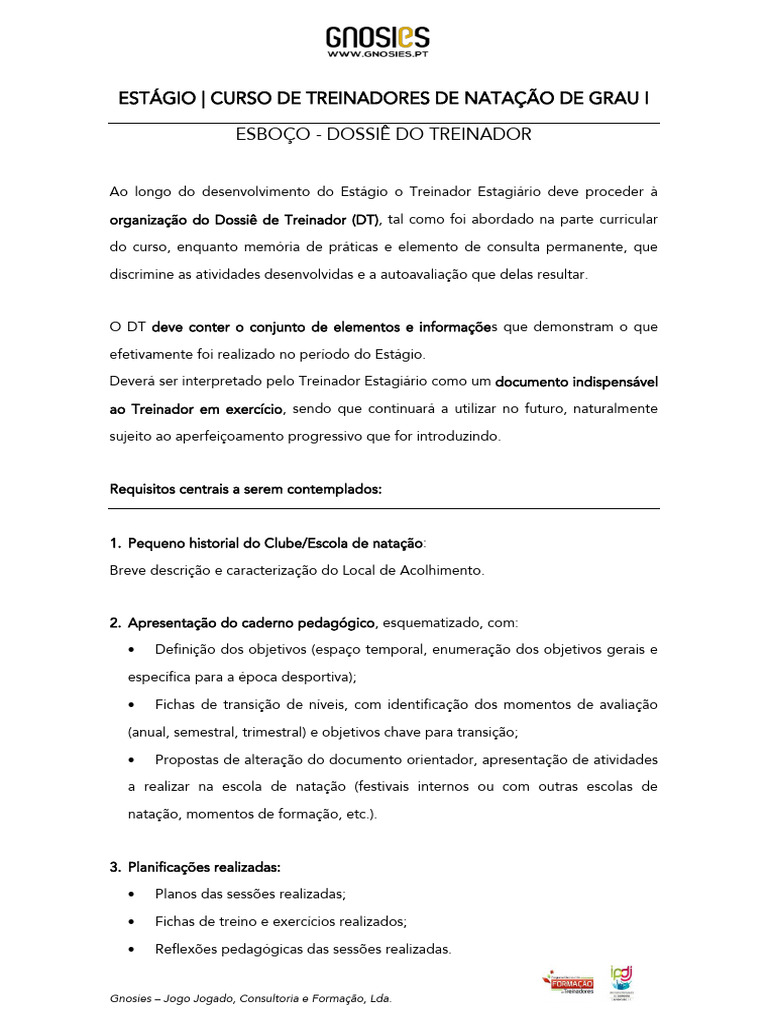 Minuta - Dossi Do Treinador (DT) | PDF | Pedagogia