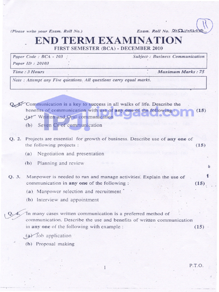 Business Communication Exam Paper | PDF | Qualifications