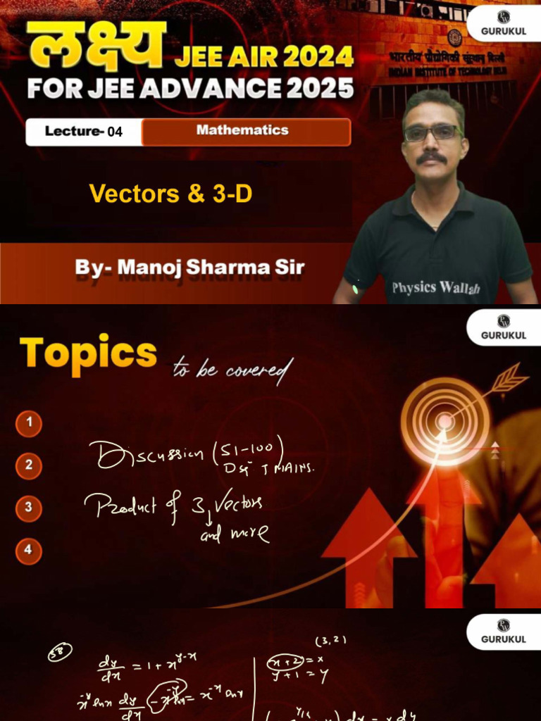 Vectors & 3-D 04 - Class Notes - Lakshya JEE AIR Recorded 2025 | PDF