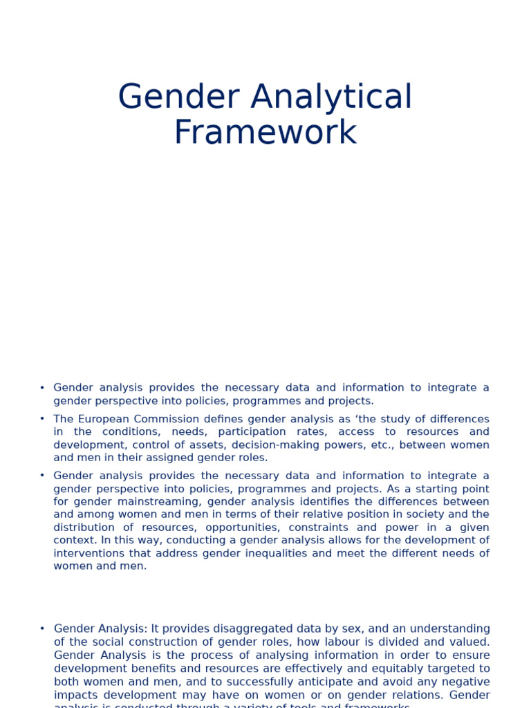 Gender Analysis and Various Frameworks | PDF | Gender | Gender Studies