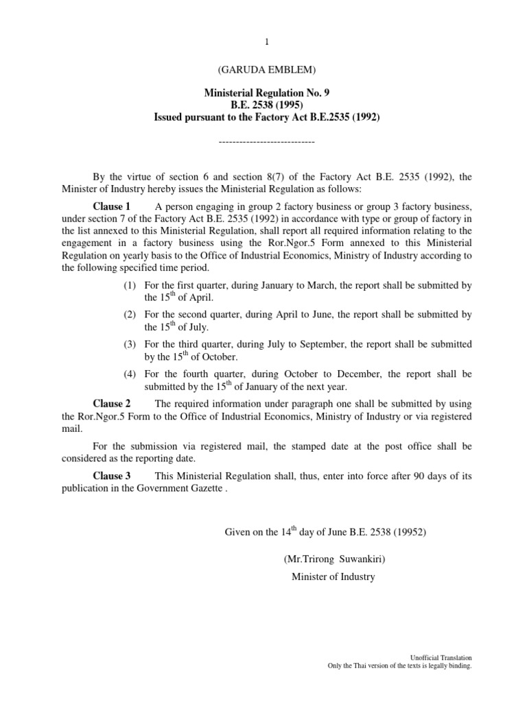 Ministerial Regulation No. 14 B.E. 2535 | PDF | Textiles | Plaster