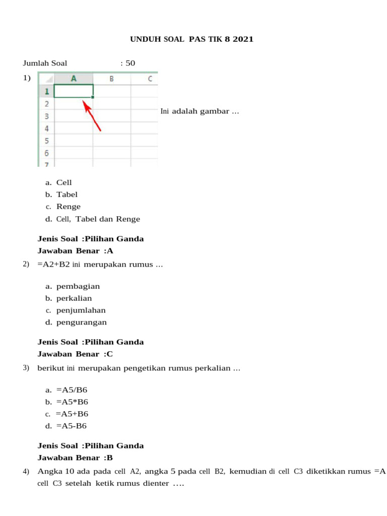 Lembar Soal PAS TIK 8 2021 | PDF