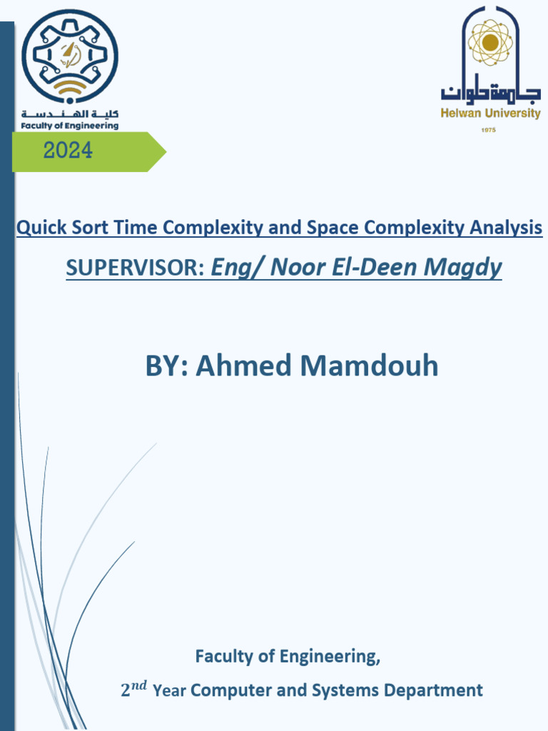 Quick Sort Master Theorem Time Complexity Analysis and Space Complexity Analysis | PDF ...