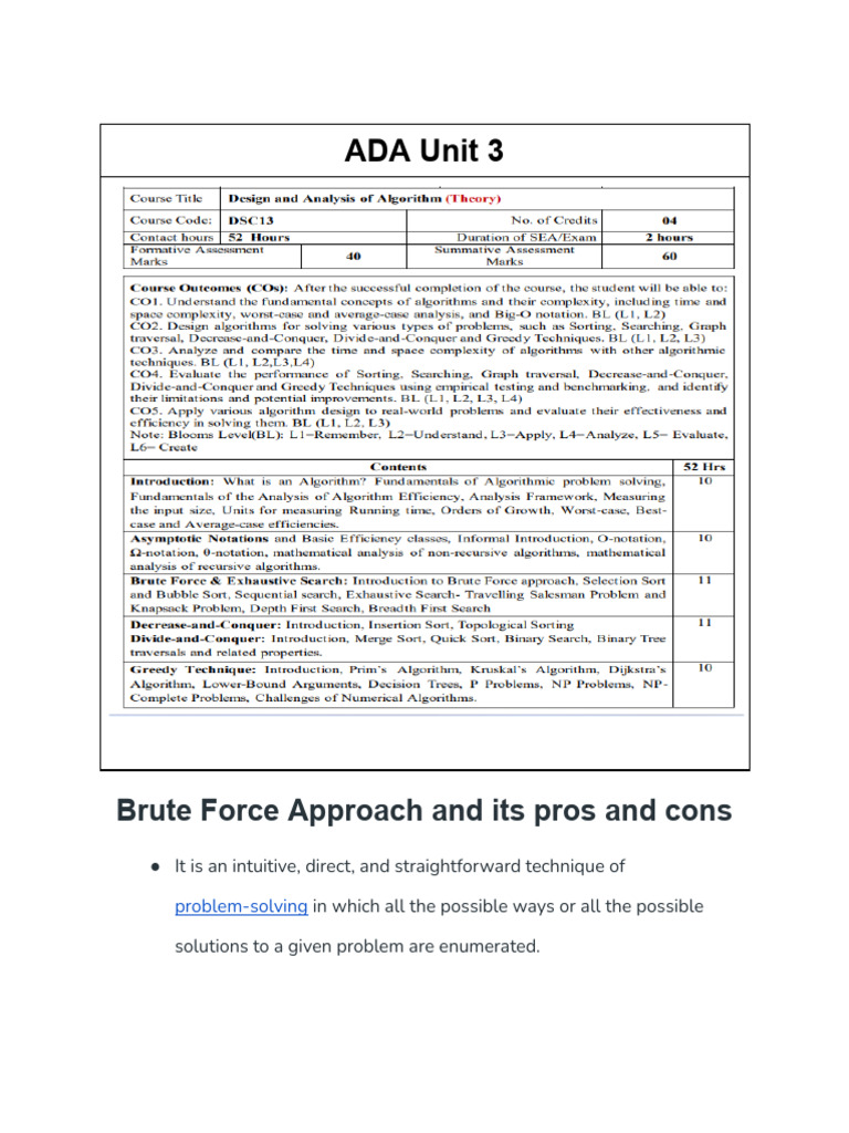 ADA Unit 3 | PDF | Computer Programming | Theoretical Computer Science