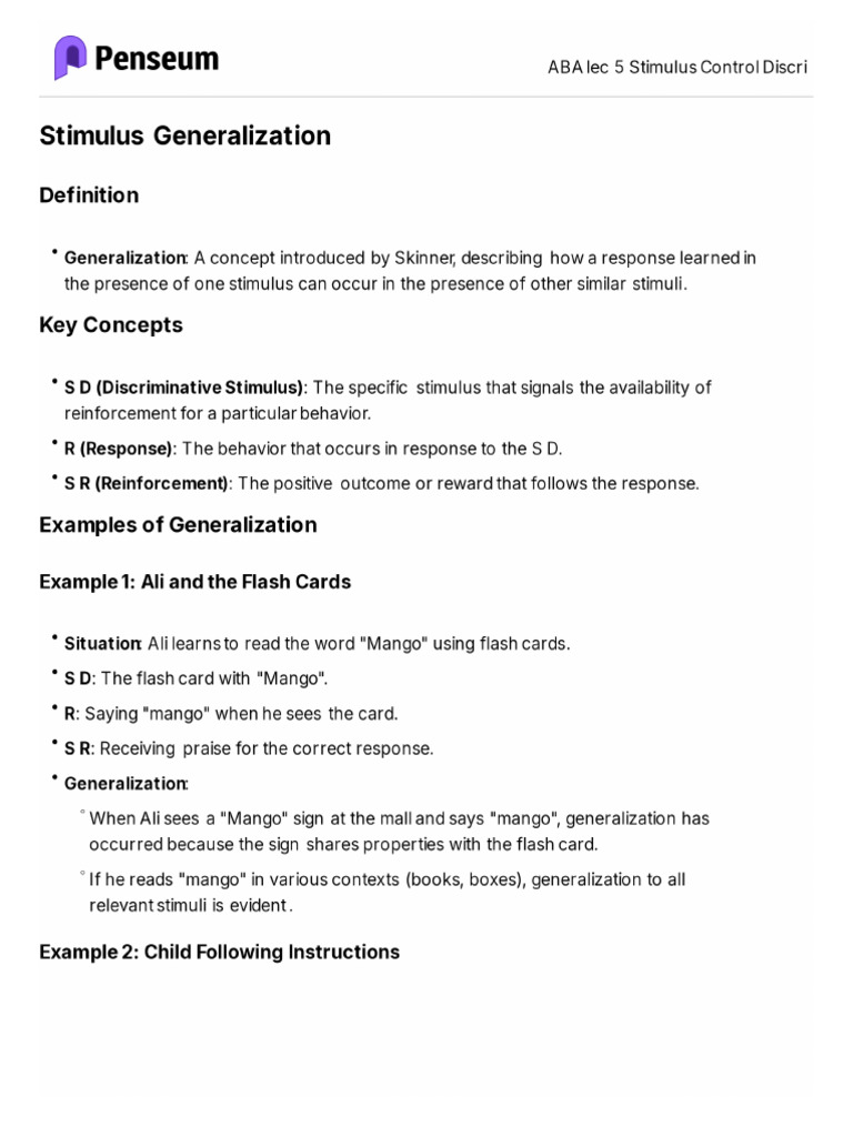 ABA Lec 5 Stimulus Control Discri | PDF