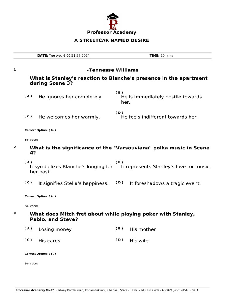 Analysis of A Streetcar Named Desire | PDF